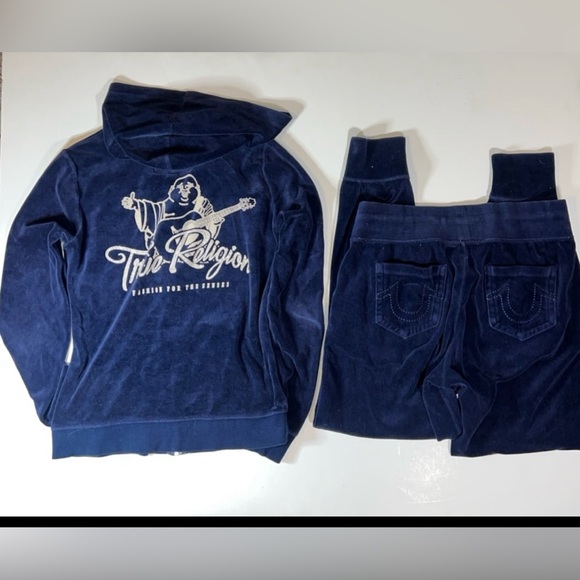 True Religion | Pants & Jumpsuits | True Religion Velour Rhinestone ...